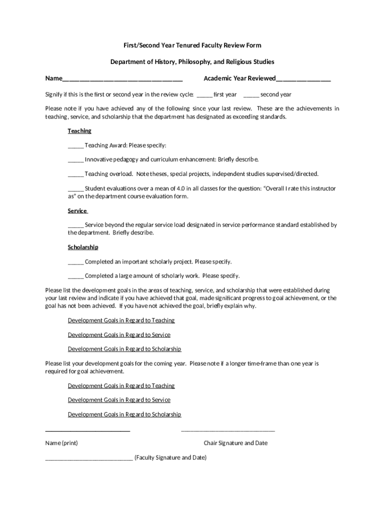 Third Year Tenured Faculty Review Doc Template | pdfFiller