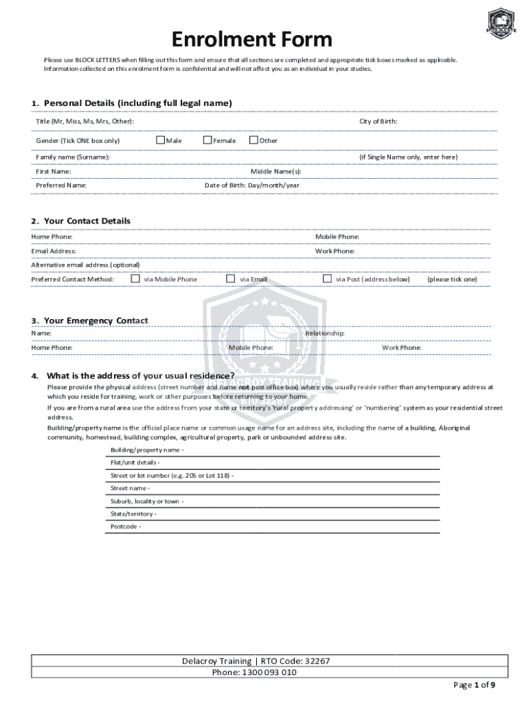 Fillable Online Please use BLOCK LETTERS when filling out this form and ...