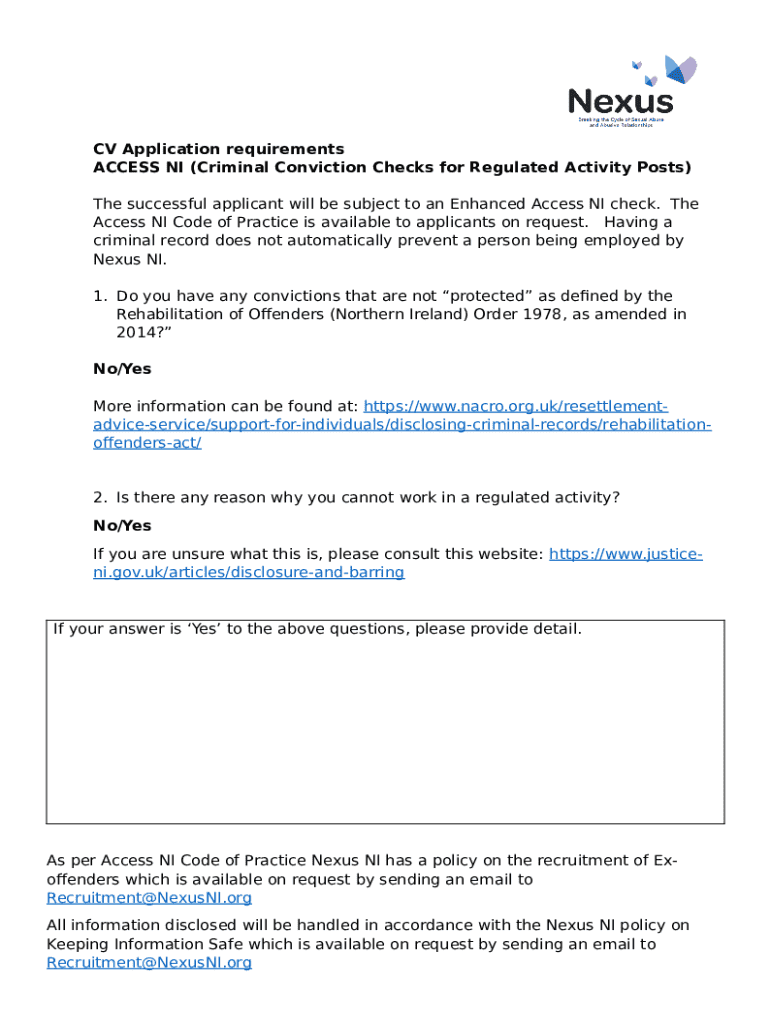 CV Application Requirements Doc Template | pdfFiller