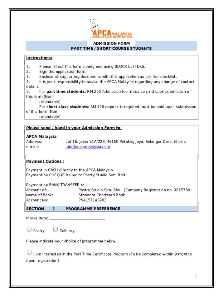 Procedure for Admission and Registration of Part-Time ... Doc Template ...