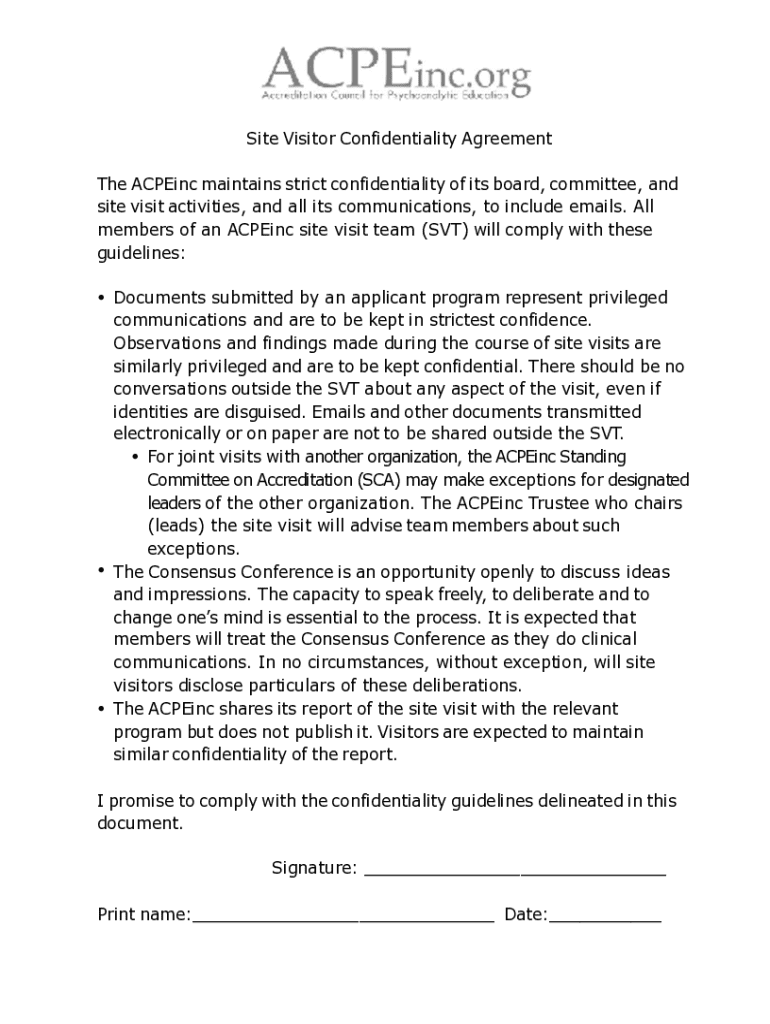 Fillable Online Sample Visitor Confidentiality Agreement Fax Email ...