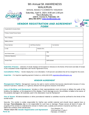 DASH-Vendor Registration and Agreement .docx Doc Template | pdfFiller