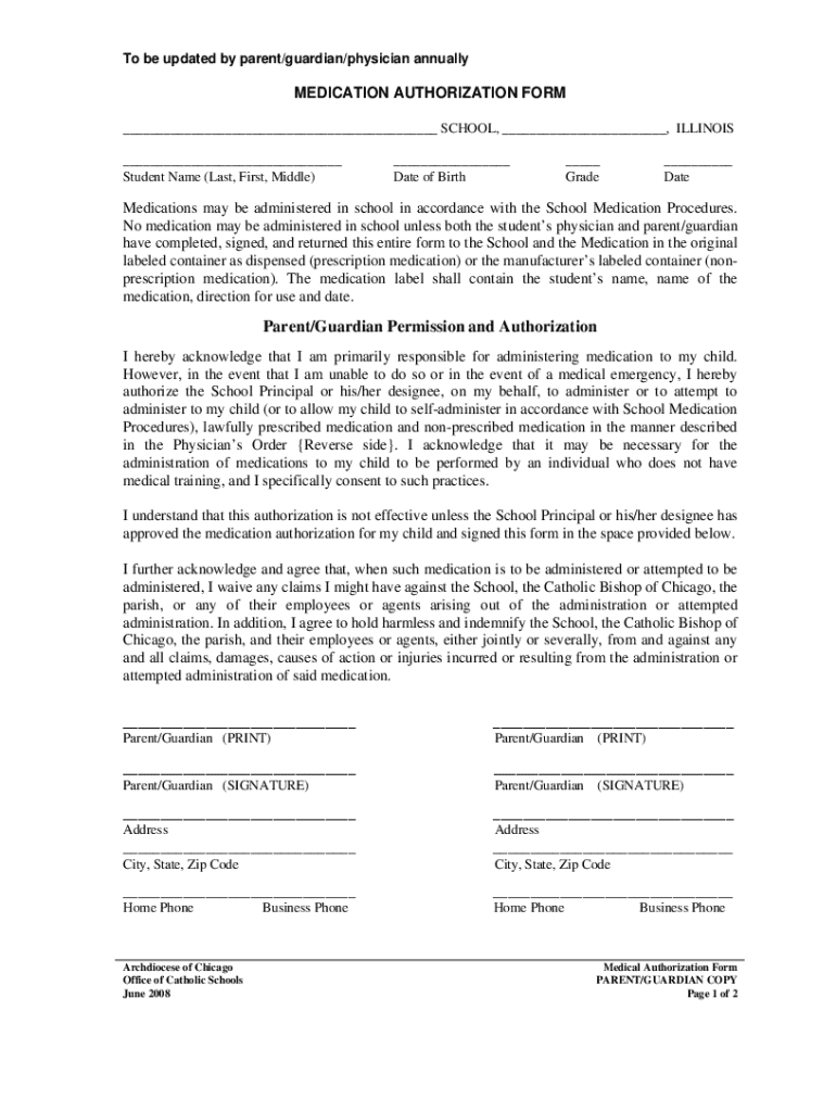 Fillable Online Parent/Guardian & Physician Authorization Tylenol or Advil ... Fax Email Print ...