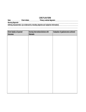 Care Plan Template - Care Plan The following table ... - people musc ...