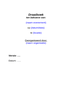 Voorbeeld (at) van een draaiboek met veiligheids Doc Template | pdfFiller