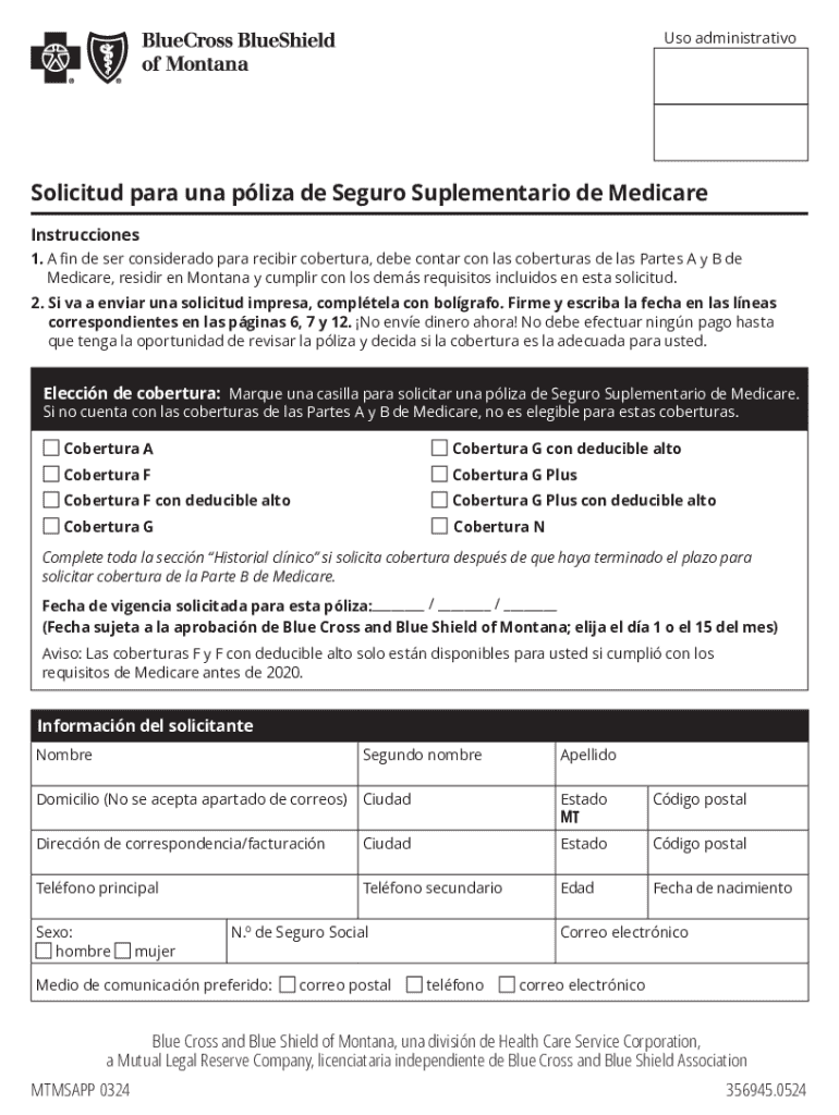 Rellenable en línea Solicitud Para Una Pliza De Seguro Suplementario De ...