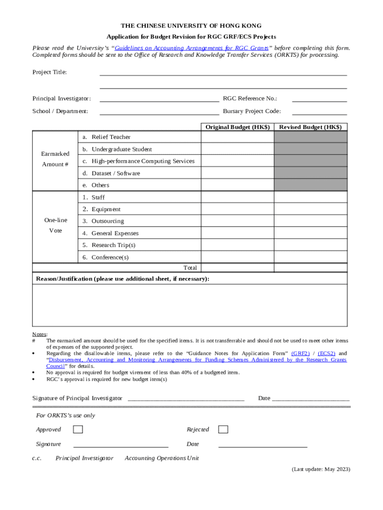 Application for Budget Revision and/or Project Extension Doc Template ...