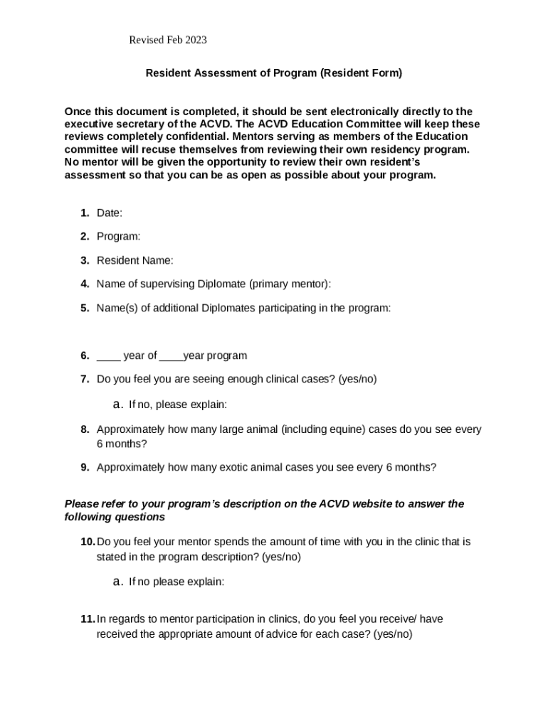 Evaluation & Progress (Resident) Doc Template | pdfFiller
