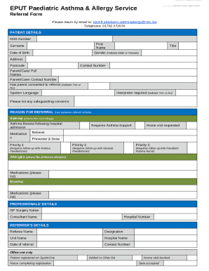 Children asthma and allergy referral Doc Template | pdfFiller