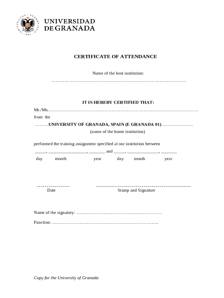 Certificate of Attendance: It Is Hereby Certified ThatPDF Doc Template | pdfFiller