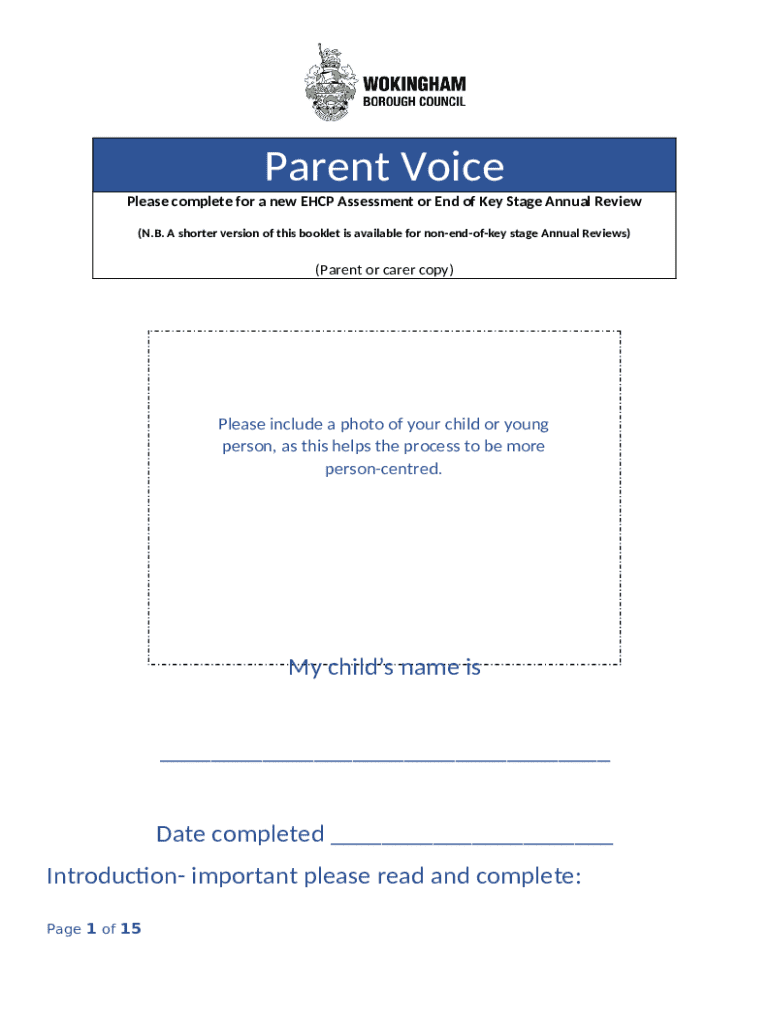 Wokingham Parent Carer Voice Annual Review . ... Doc Template | pdfFiller