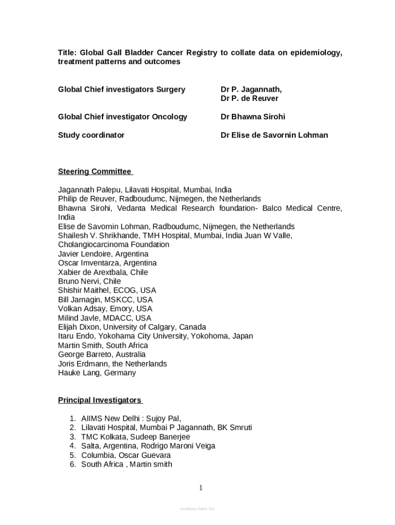 Study protocol and case report - Gallbladder cancer registry Doc ...