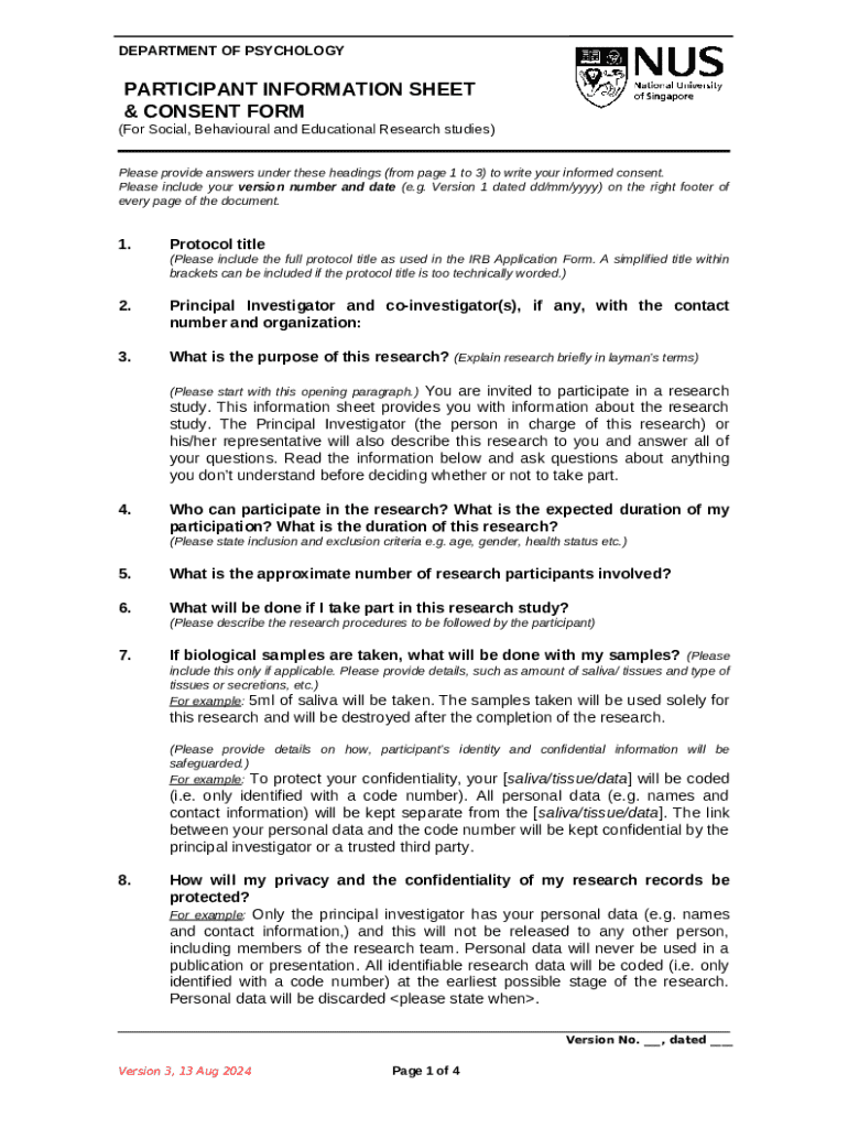 582: Consent Template for Social/Behavioral Research Doc Template ...