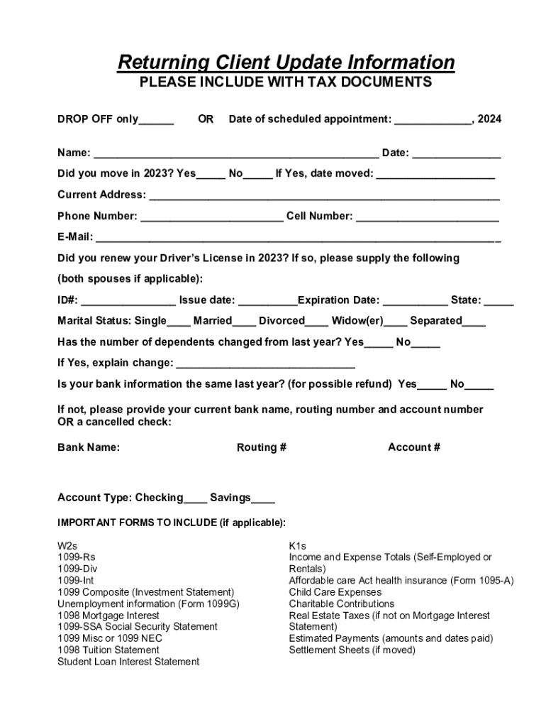 Fillable Online New Tax Client Detail Sheet - Souder Scenna Accounting ...