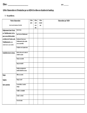 Grille d'observation et d'valuation Doc Template | pdfFiller