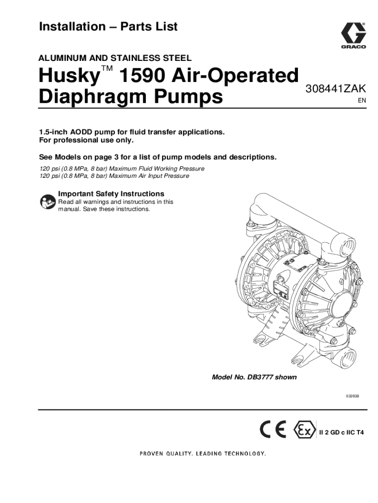 Fillable Online 308441ZAK - Husky 1590 Air-Operated Diaphragm Pumps ...