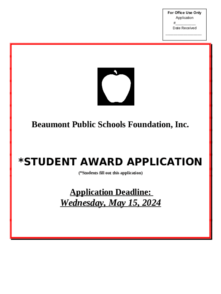 bpsf93gmail.com STUDENT Award Application Doc Template | pdfFiller