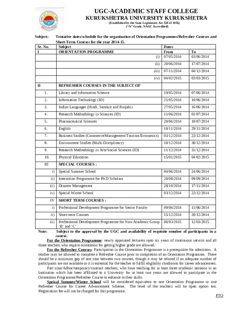 Subject : Revised Tentative dates/schedule for the ... Doc Template ...