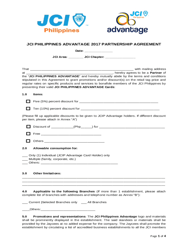 JCIP Advantage 2017Partnership Agreement - JCI Metro Area Doc Template ...