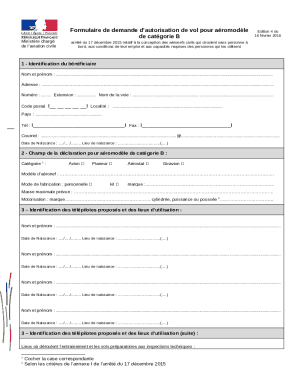 ulaire de demande d'autorisation de vol pour ... Doc Template | pdfFiller