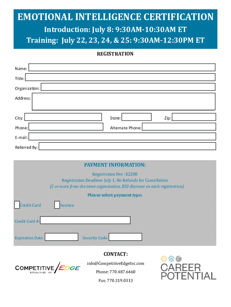 Fillable Online EQ-i 2.0 and EQ 360 (emotional intelligence) Certification Fax Email Print ...