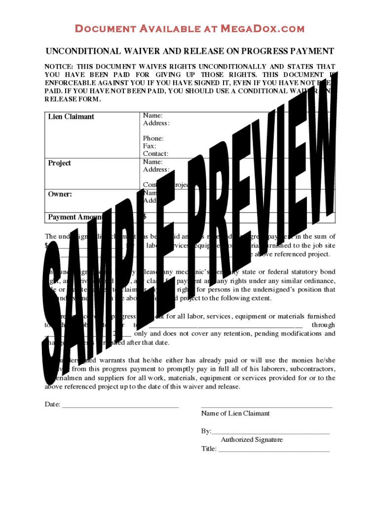 Fillable Online Unconditional Waiver And Release On Final Payment Texas ...