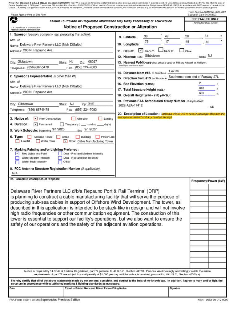 Fillable Online 14 CFR 77.7 -- Form and time of notice. Fax Email Print ...