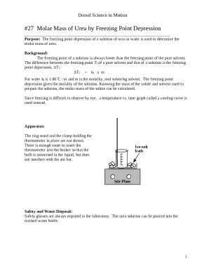 Calculating Freezing Point Depression with Urea and Water Doc Template ...