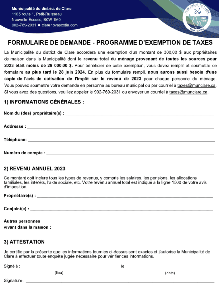Remplissable en ligne formulaire de demande - programme d\'exemption de taxes Fax Email Imprimer ...