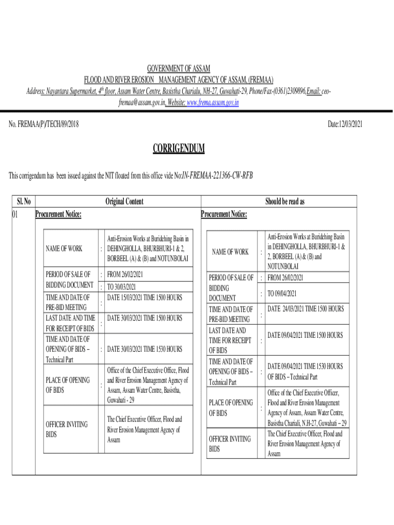 Fillable Online Flood And River Erosion Manag. Agency Assam (FREMAA ...