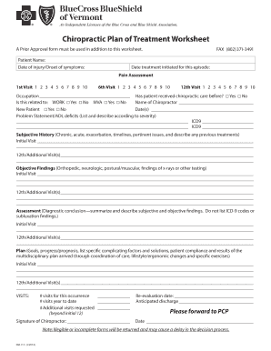 Fillable Online Chiropractic Plan of Treatment Worksheet Fax Email ...