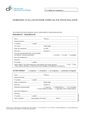Remplissable En Ligne centrepatronal Demande d'allocations familiales pour salari s - Centre ...