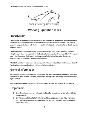 Fillable Online Working Equitation USA Rules and Regulations 2010 V 1 ...