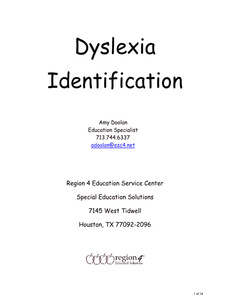 Fillable Online Dyslexia Identification - Wikispaces Fax Email Print - pdfFiller