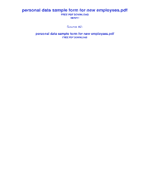 Fillable Online Personal data sample form for new employees - Bing ...