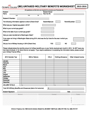 Fillable Online oc ctc (80) UNTAXED MILITARY BENEFITS WORKSHEET Fax ...