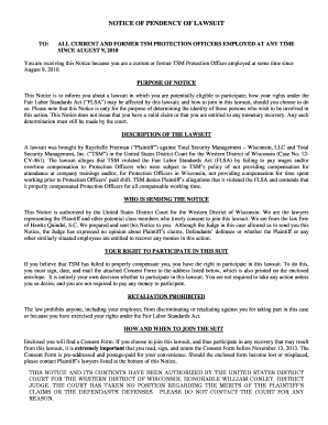 Fillable Online NOTICE OF PENDENCY OF LAWSUIT Fax Email Print - pdfFiller