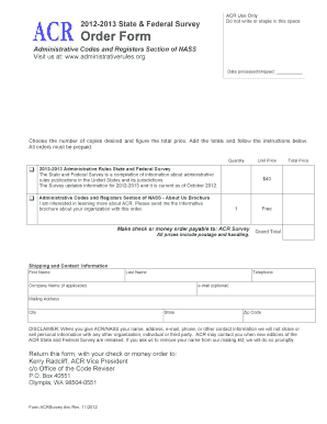 Fillable Online administrativerules Order_form_2012 - Administrative ...