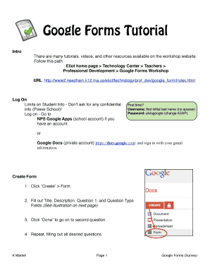 Fillable Online www2 needham k12 ma Google forms handout - Needham ...