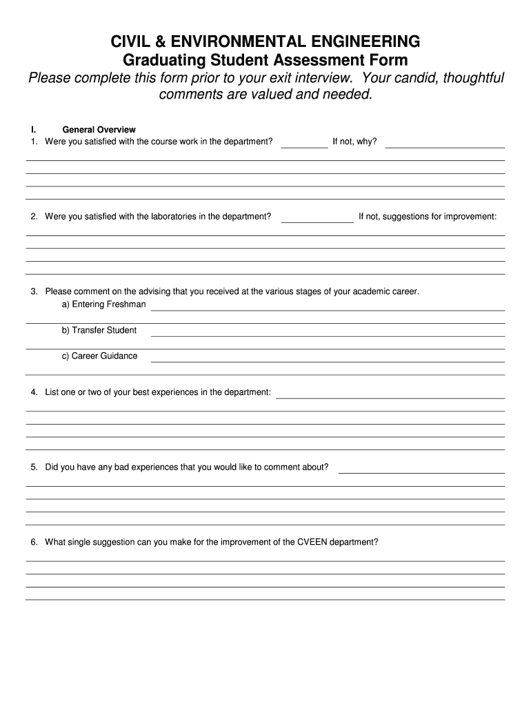 Fillable Online Graduating Student Assessment Form Fax Email Print ...
