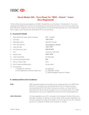 Fillable Online hsbc Stock Market GIC Term Sheet For BRIC - Global ...