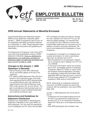 Fillable Online etf wi All WRS Employers Fax Email Print - pdfFiller