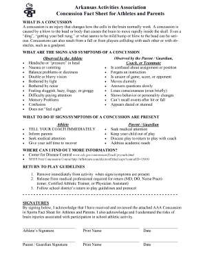 Fillable Online WHAT IS A CONCUSSION WHAT ARE THE SIGNS AND Fax Email ...