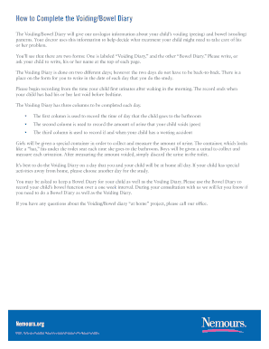 Fillable Online How to Complete the Voiding/Bowel Diary Fax Email Print ...