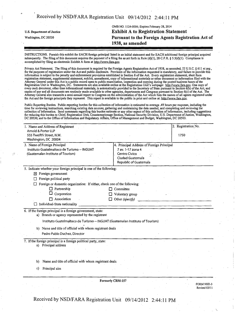 Fillable Online Received by NSD/FARA Registration Unit 09/14/2012 2:44: ...