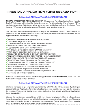 Fillable Online duanwulipin RENTAL APPLICATION FORM NEVADA PDF. RENTAL ...