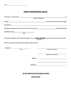 Fillable Online Waiver - Partial Unconditional Fax Email Print - pdfFiller