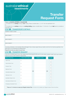 Fillable Online Transfer Request Form - Australian Ethical Investment ...