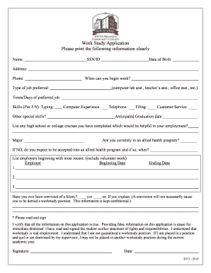 Fillable Online Workstudy bApplicationb - South Arkansas Community ...