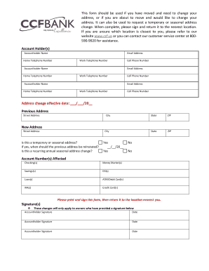 Fillable Online ccf This form should be used if you have moved and need ...